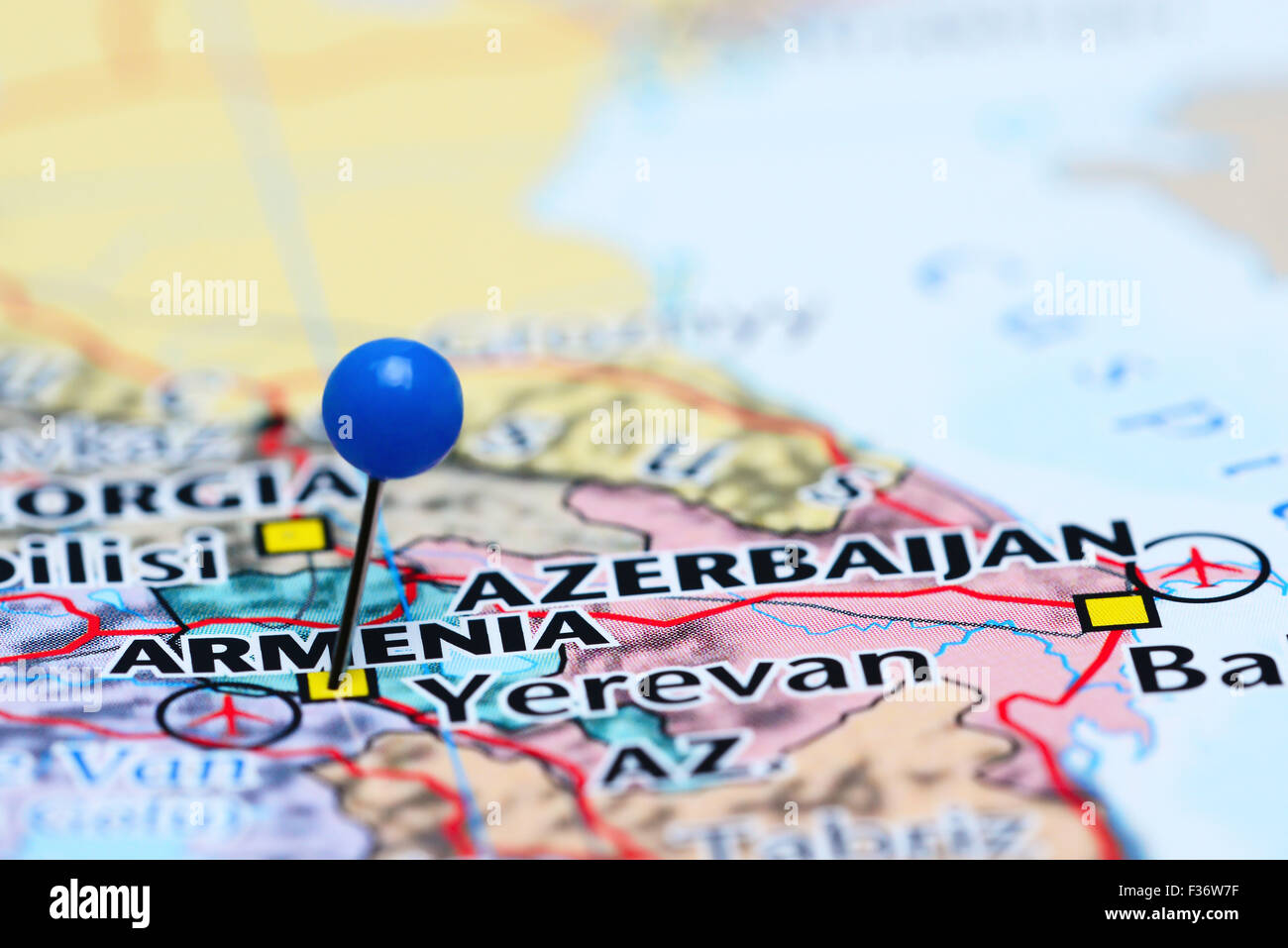 Armenia pinned on a map of Asia Stock Photo - Alamy