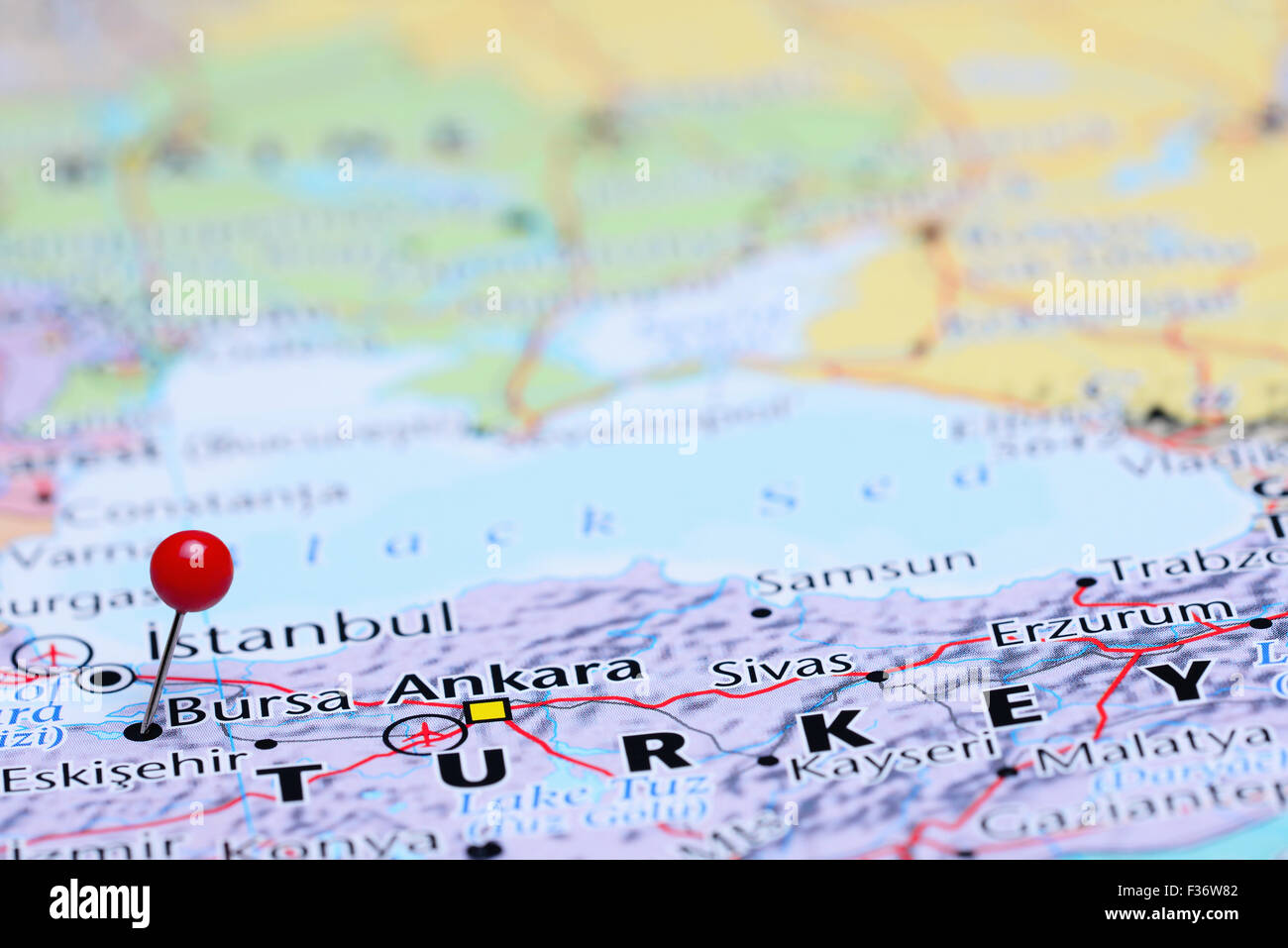 Bursa pinned on a map of Asia Stock Photo - Alamy