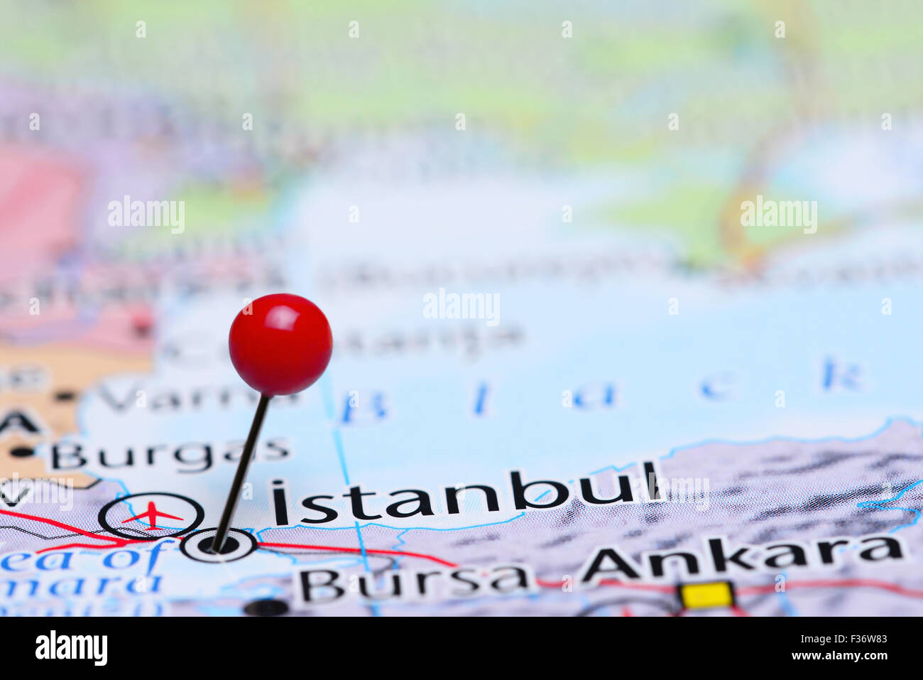 Istanbul pinned on a map of Asia Stock Photo - Alamy