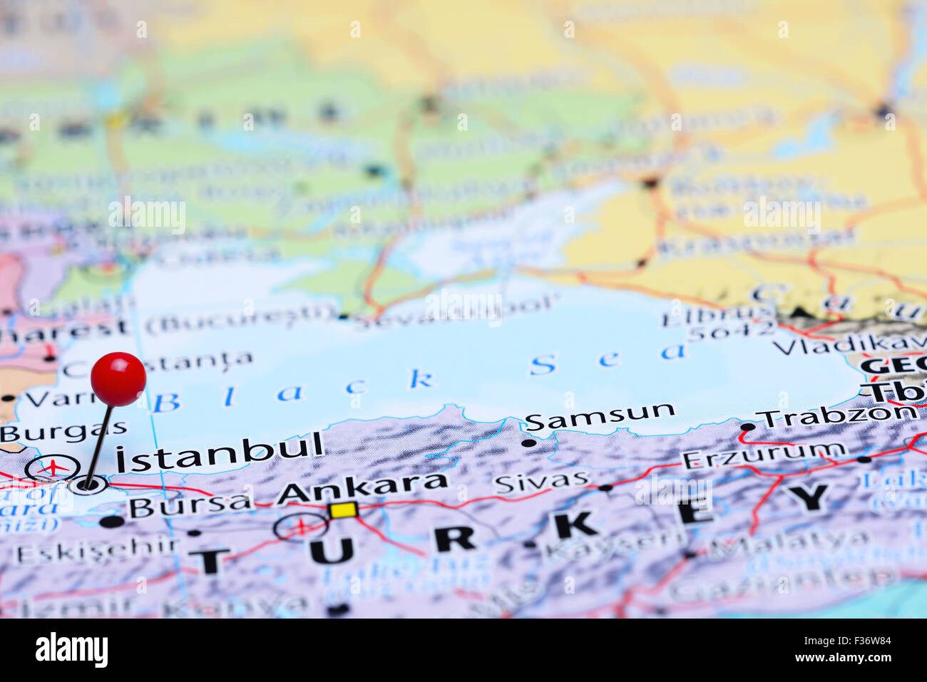 Istanbul pinned on a map of Asia Stock Photo - Alamy