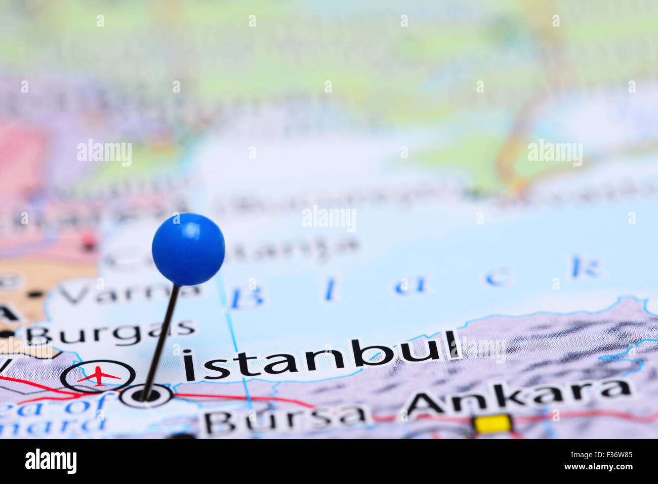 Istanbul pinned on a map of Asia Stock Photo - Alamy