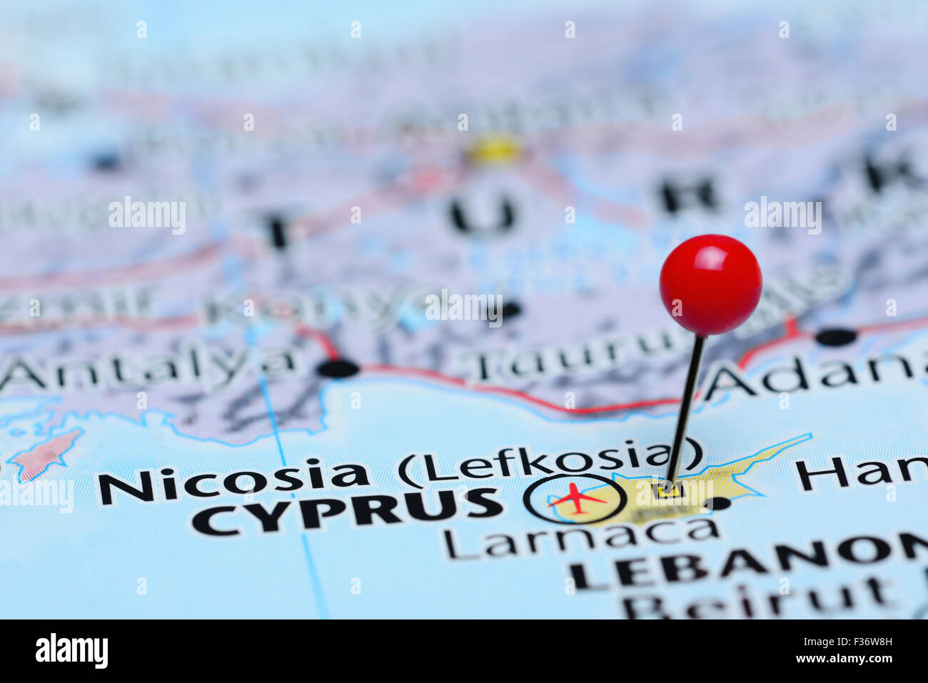 Nicosia pinned on a map of Asia Stock Photo - Alamy