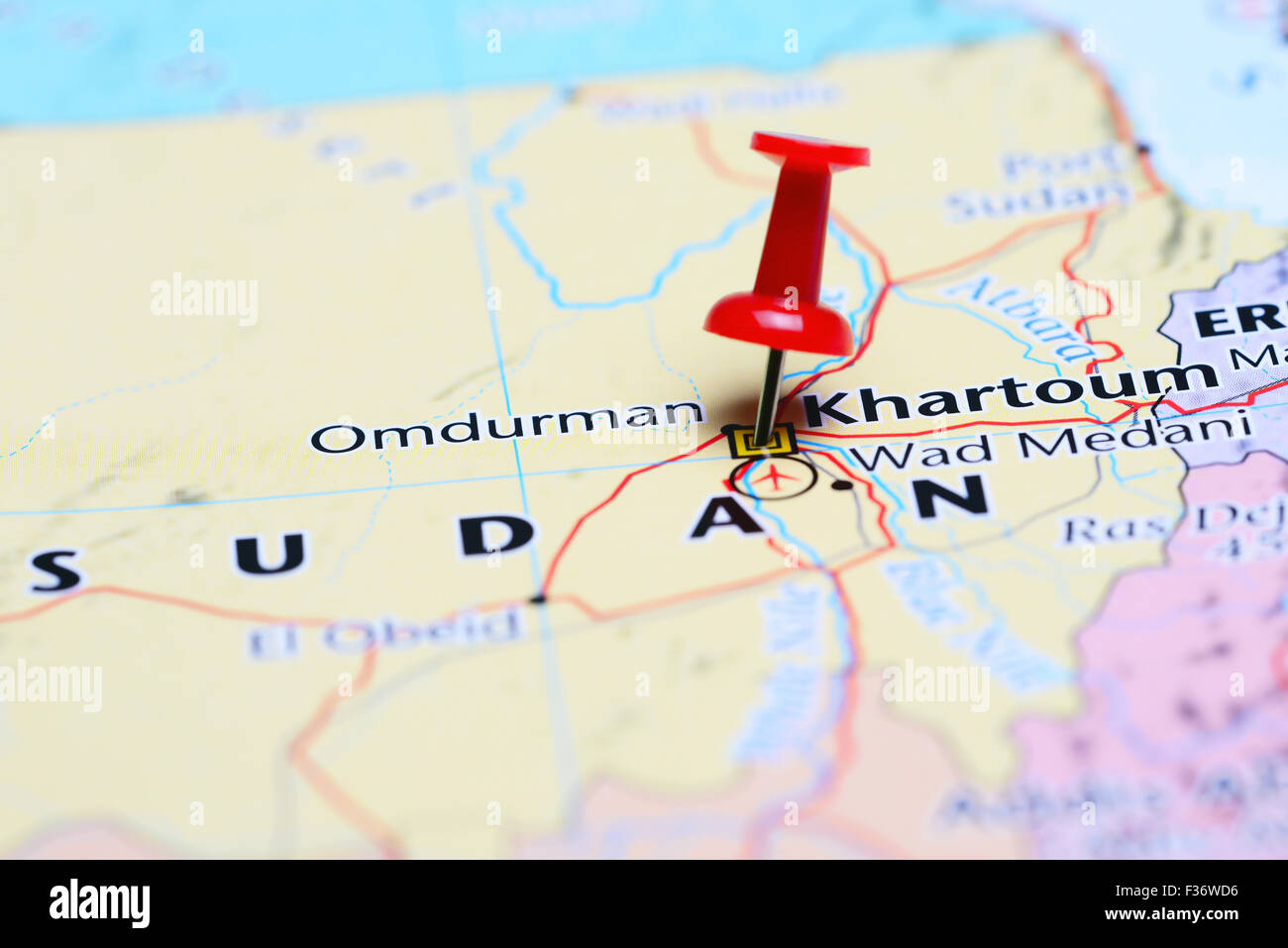 Khartoum pinned on a map of Asia Stock Photo - Alamy