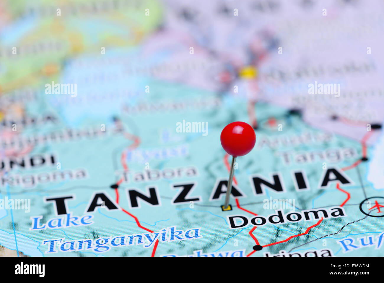 Dodoma pinned on a map of Asia Stock Photo - Alamy