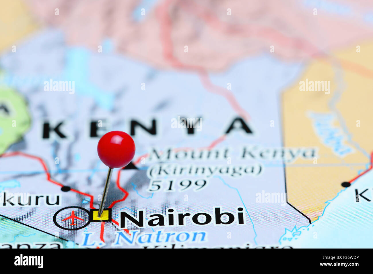 Nairobi pinned on a map of Asia Stock Photo - Alamy