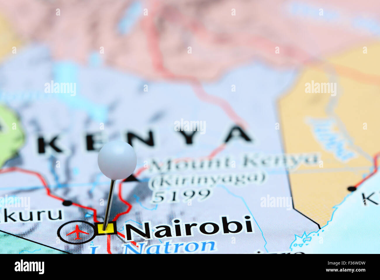 Nairobi pinned on a map of Asia Stock Photo - Alamy