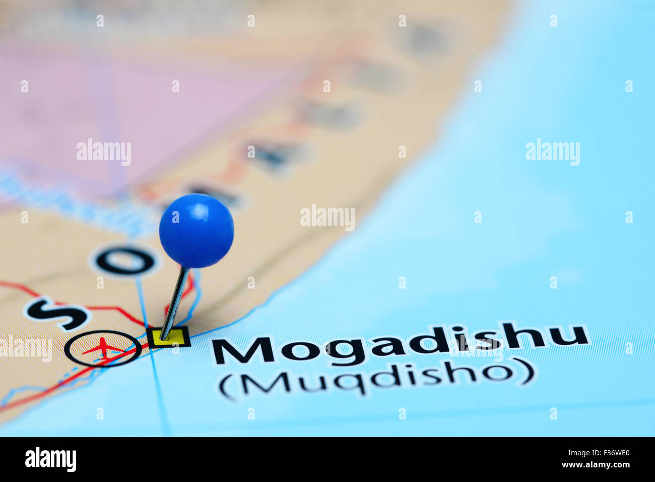 Mogadishu pinned on a map of Asia Stock Photo - Alamy