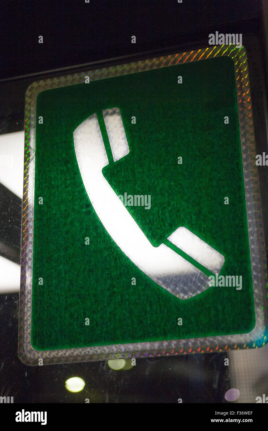 Telephone sticker sign with holographic effect Stock Photo - Alamy