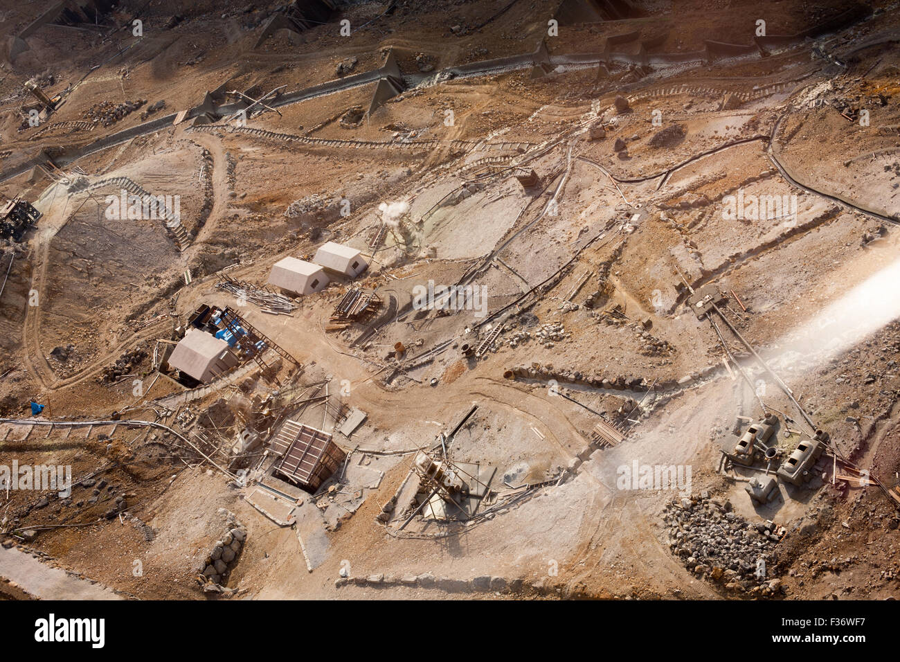 Rock quarry from above machinery Stock Photo - Alamy