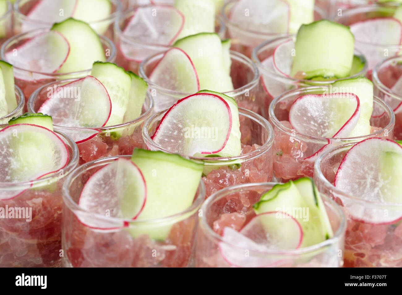 Appetizer in a glass beaker on a buffet Stock Photo - Alamy