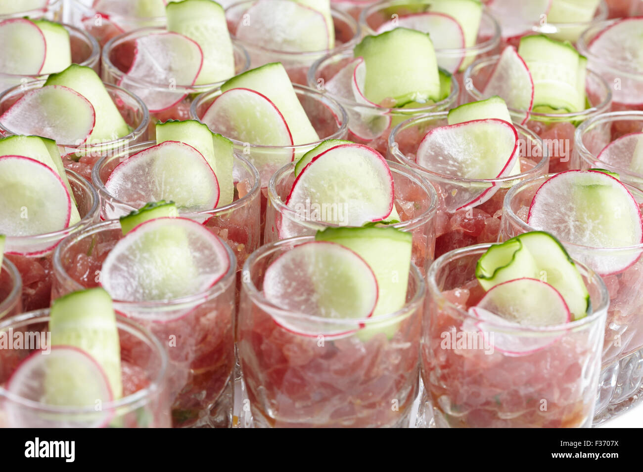 Appetizer in a glass beaker on a buffet Stock Photo - Alamy