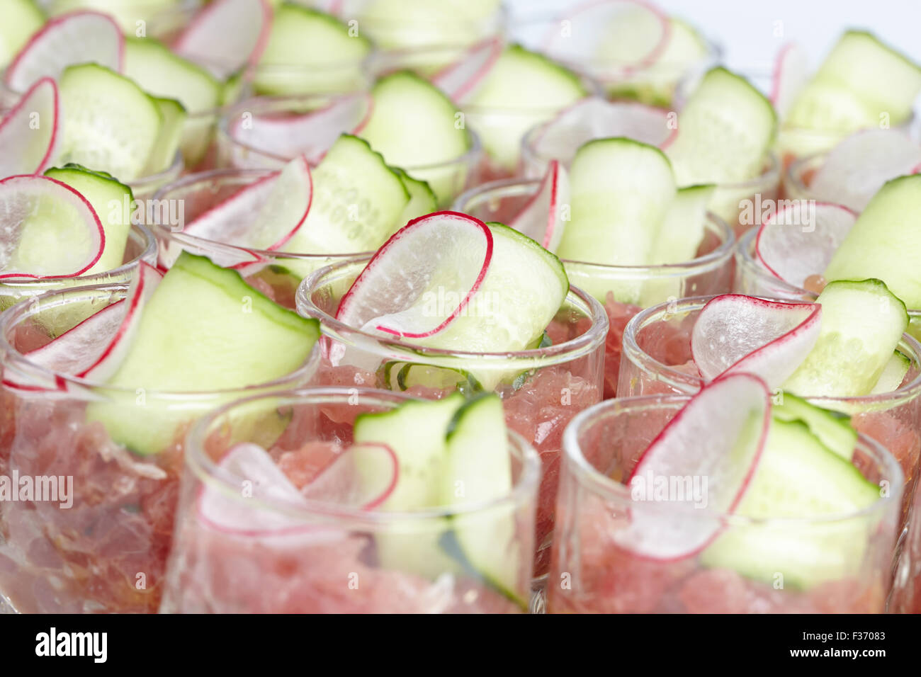 Appetizer in a glass beaker on a buffet Stock Photo - Alamy