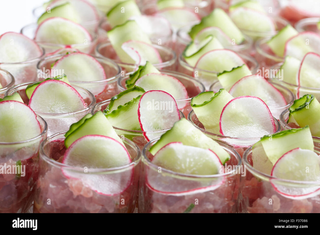 Appetizer in a glass beaker on a buffet Stock Photo - Alamy