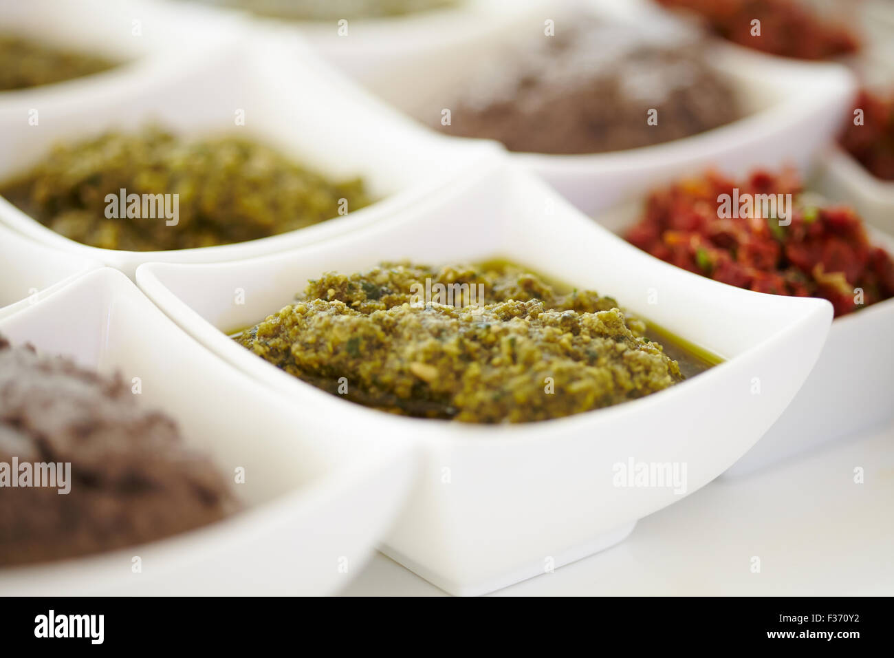 sauces and snacks at the buffet Stock Photo - Alamy