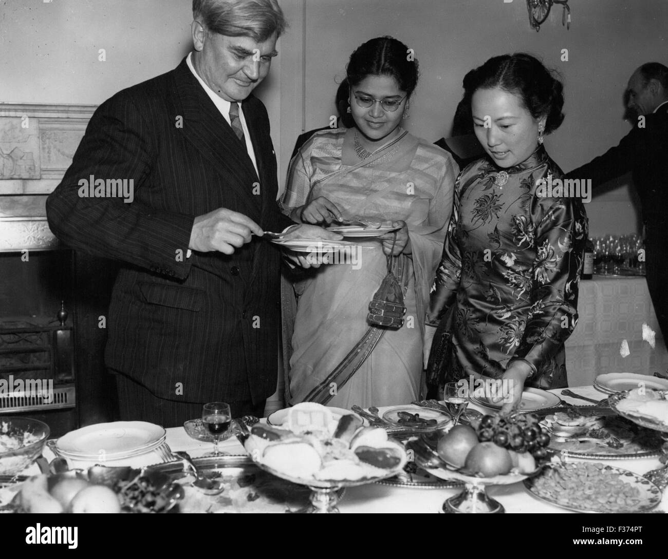 . 4th Oct, 1955. Party at the Chinese Embassy to celebrate the sixth ...