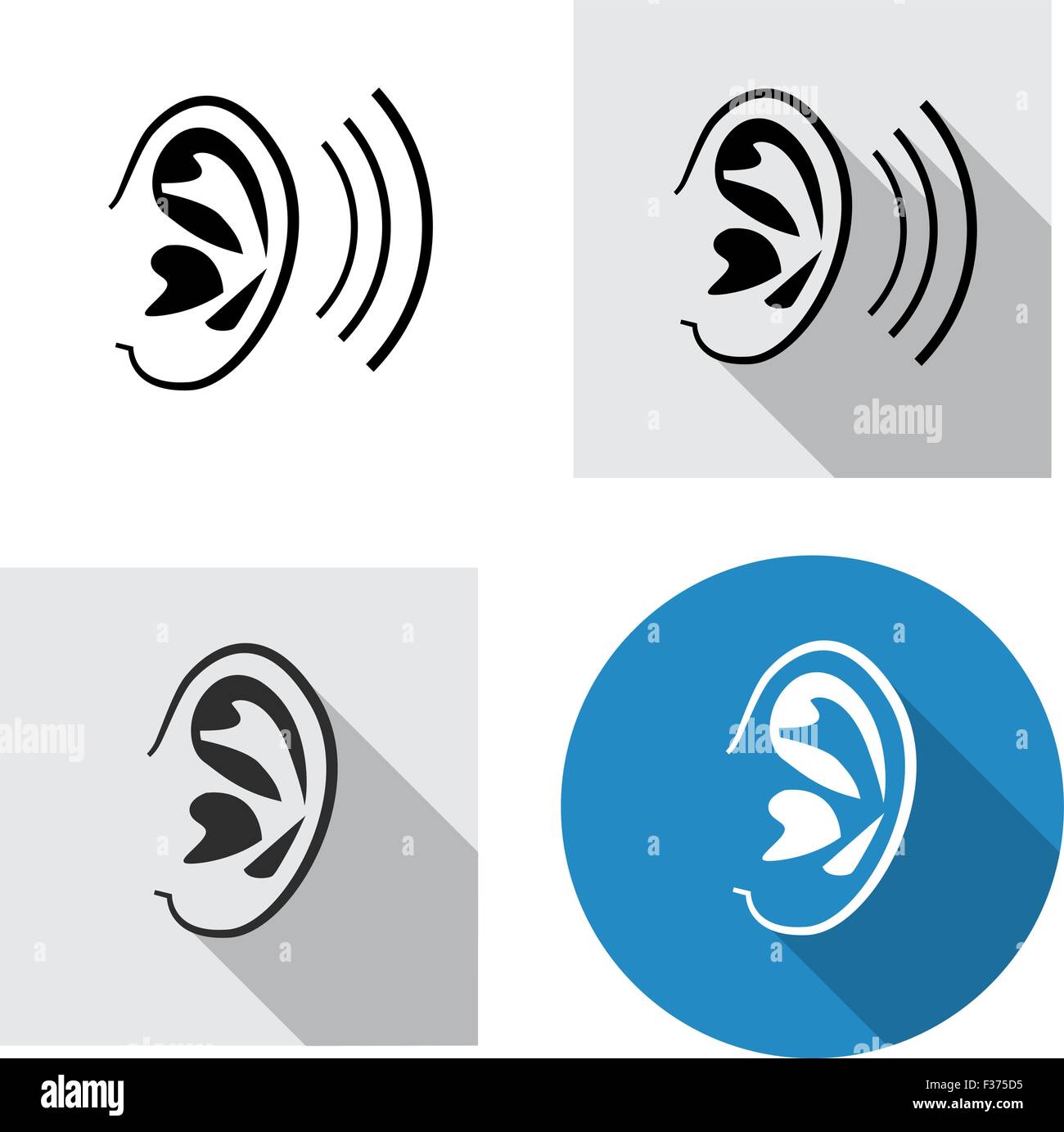 Set of ear icon side view in linear style Stock Vector Image & Art - Alamy