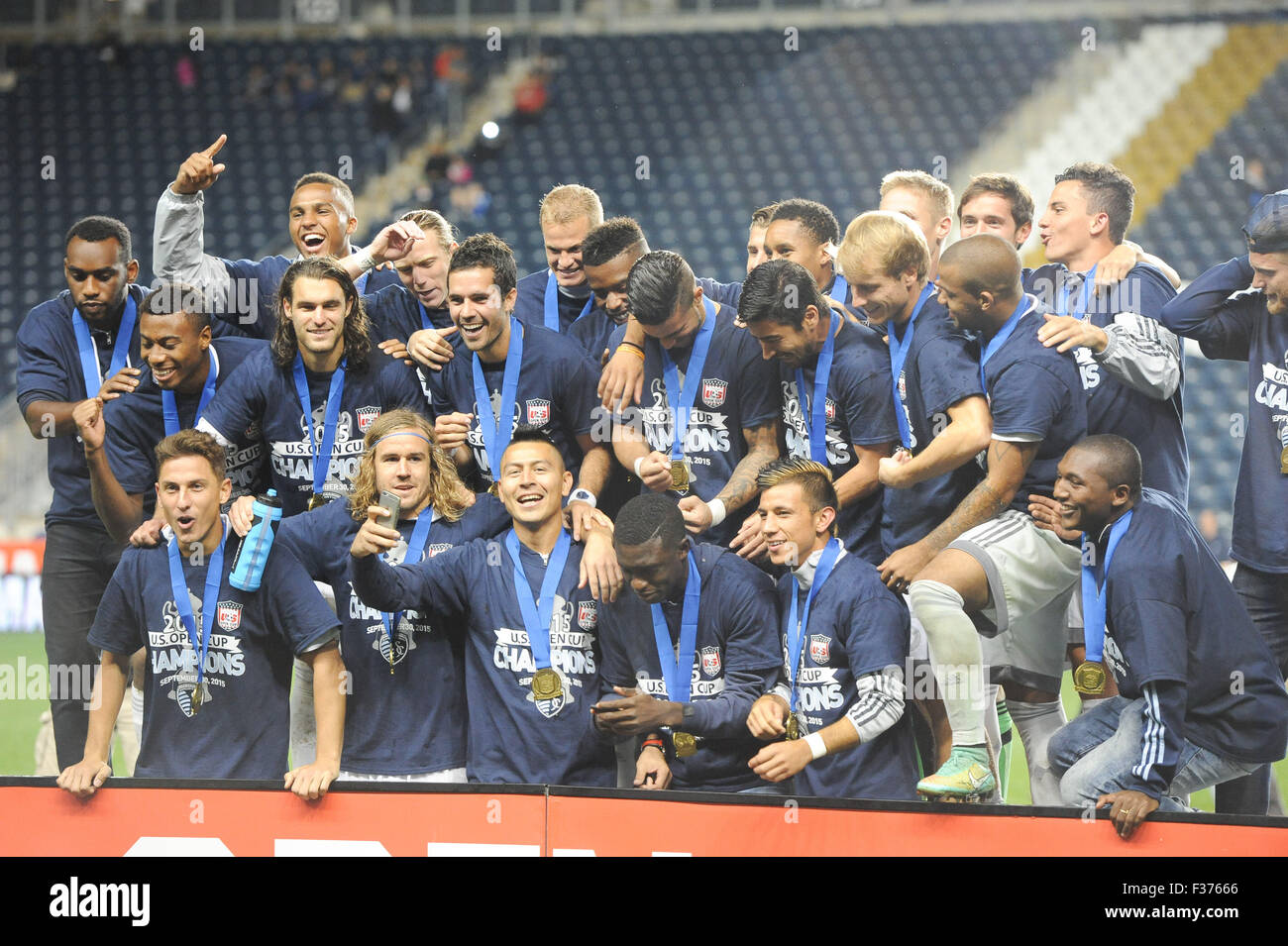 Chester, Pennsylvania, USA. 30th Sep, 2015. Sporting KC players ...