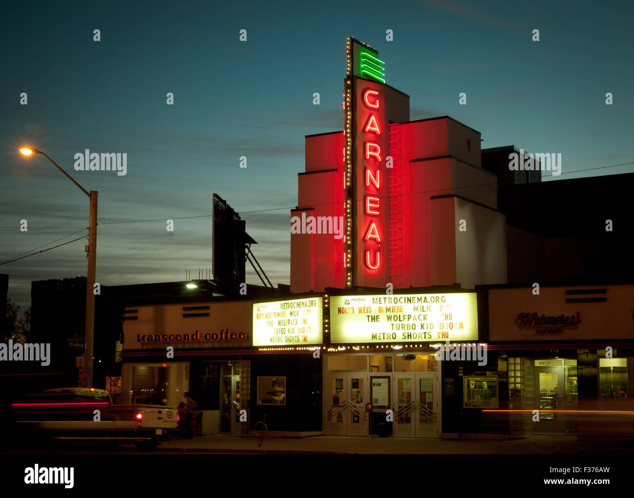 A night view of the historic Garneau Theatre in the Garneau ...