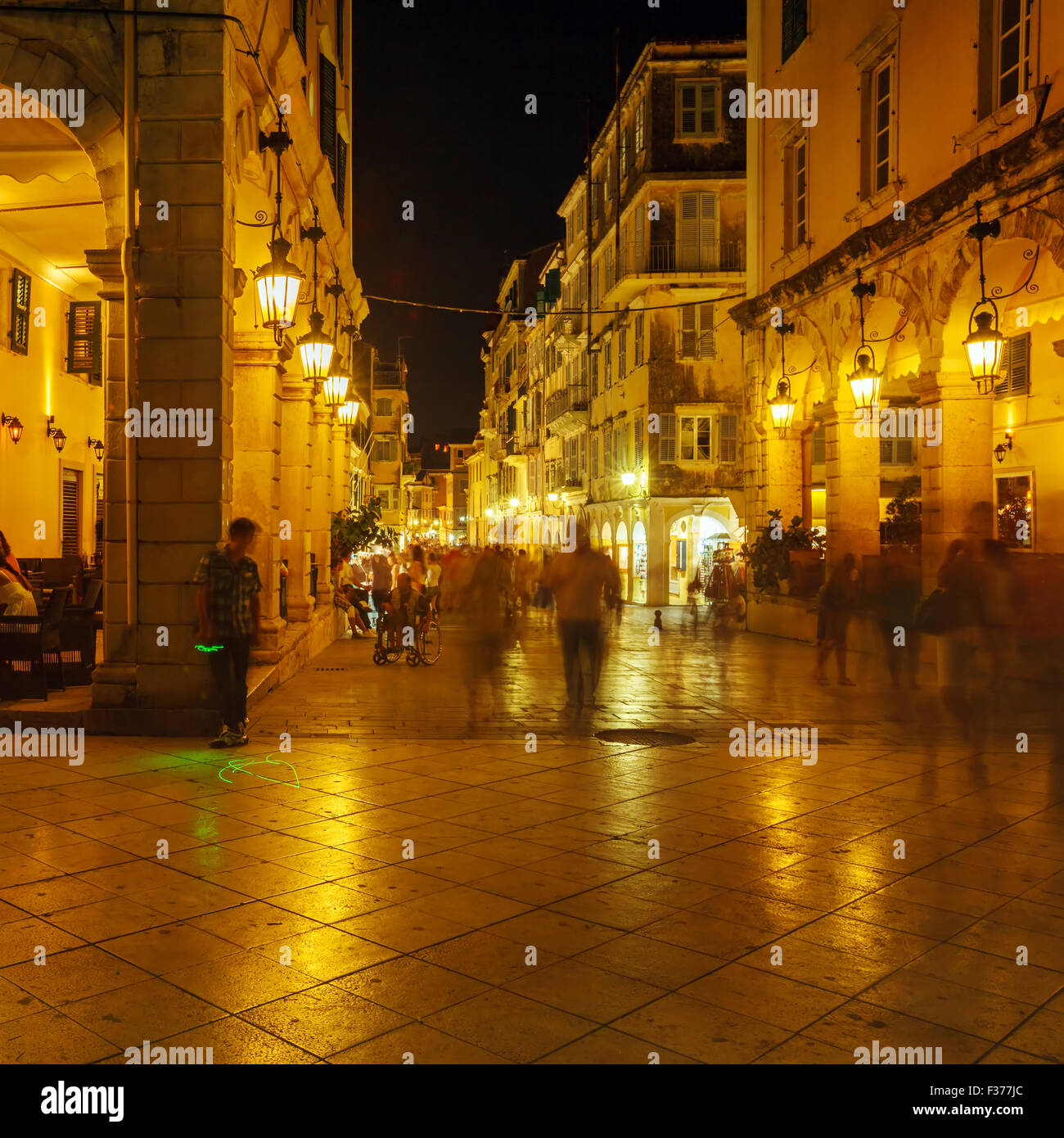 Liston, main promenade, at night, Corfu city, Greece Stock Photo - Alamy