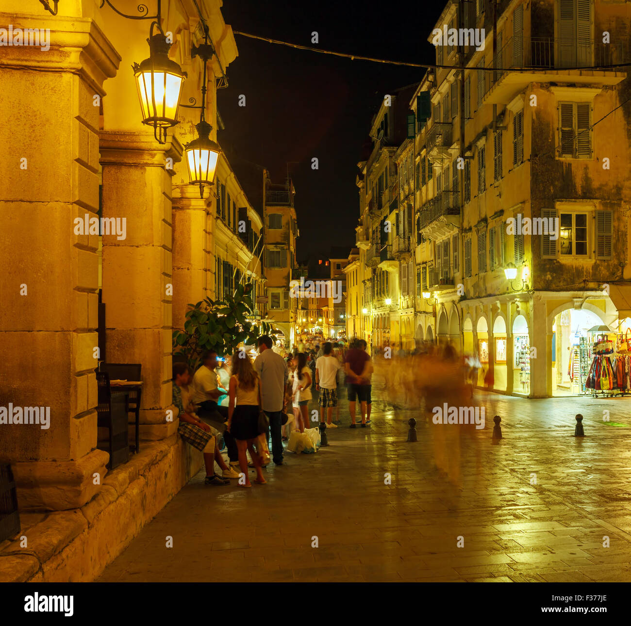Liston, main promenade, at night, Corfu city, Greece Stock Photo - Alamy