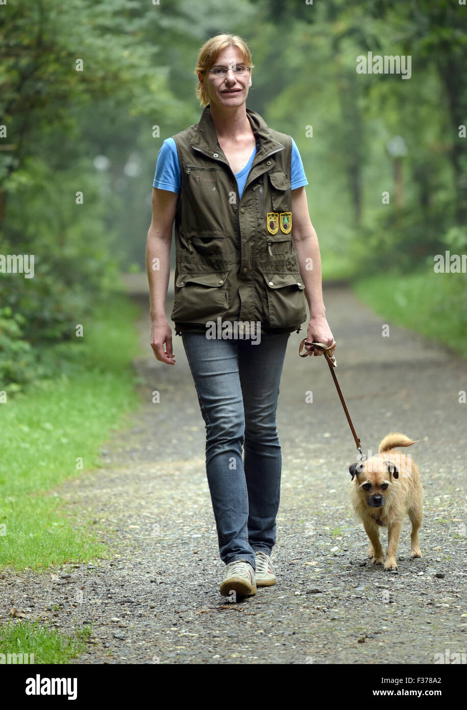 EXCLUSIVE: Truffle expert Sabine Hoernicke poses with her dog "Jule" (a ...