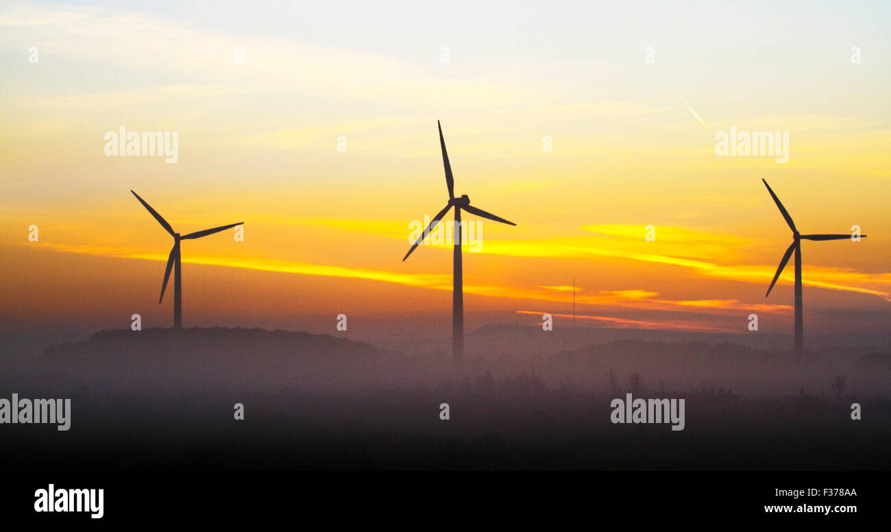 Sunrise over wind turbines on hi-res stock photography and images - Alamy