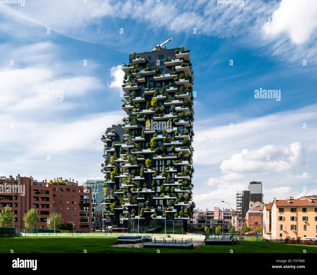 General elevation with city context. Vertical Forest, Milan, Italy ...