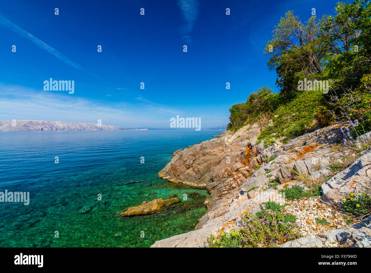 Beautiful coast and Adriatic Sea with Transparent Blue Water near Senj ...