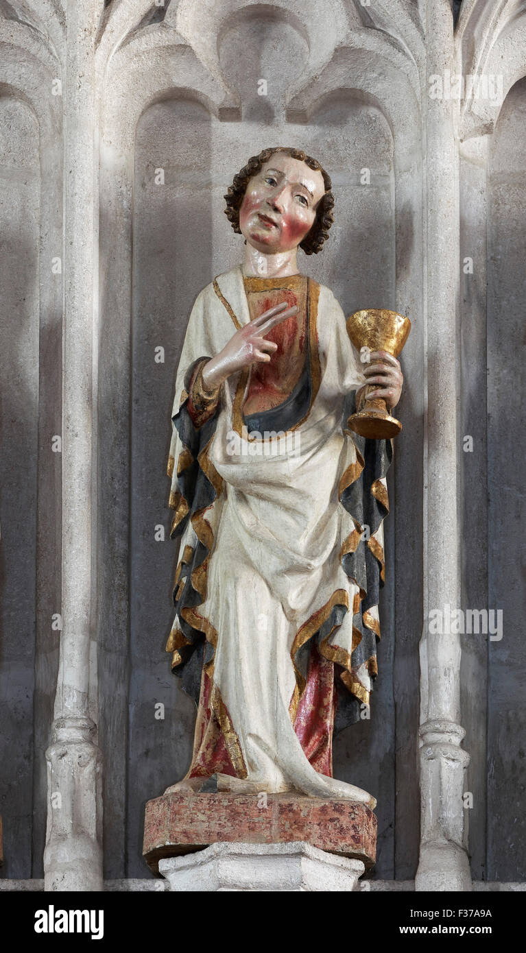Apostle John, Gothic wooden sculpture, parish church of St. Mauritius ...
