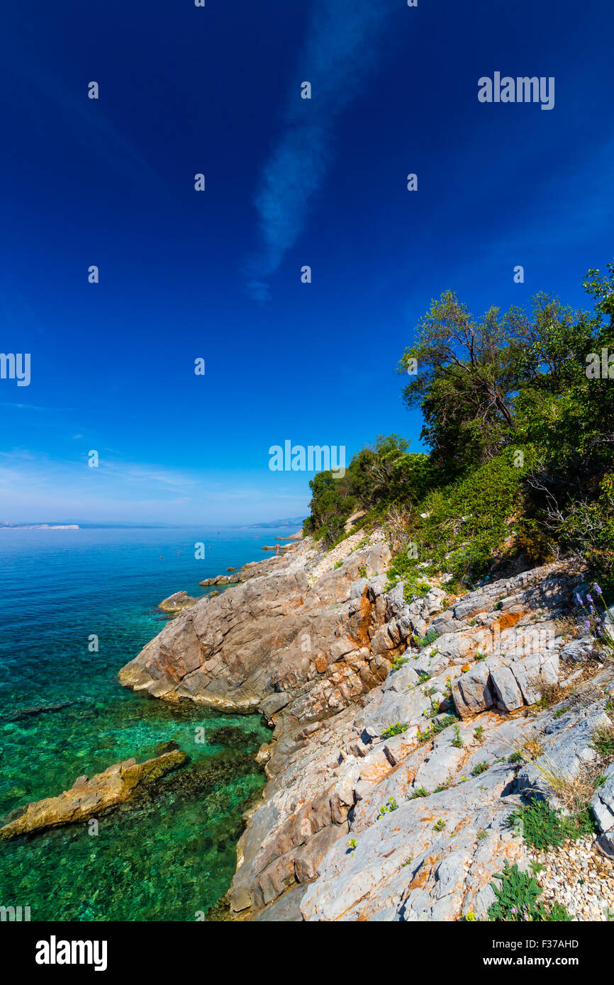 Beautiful coast and Adriatic Sea with Transparent Blue Water near Senj ...