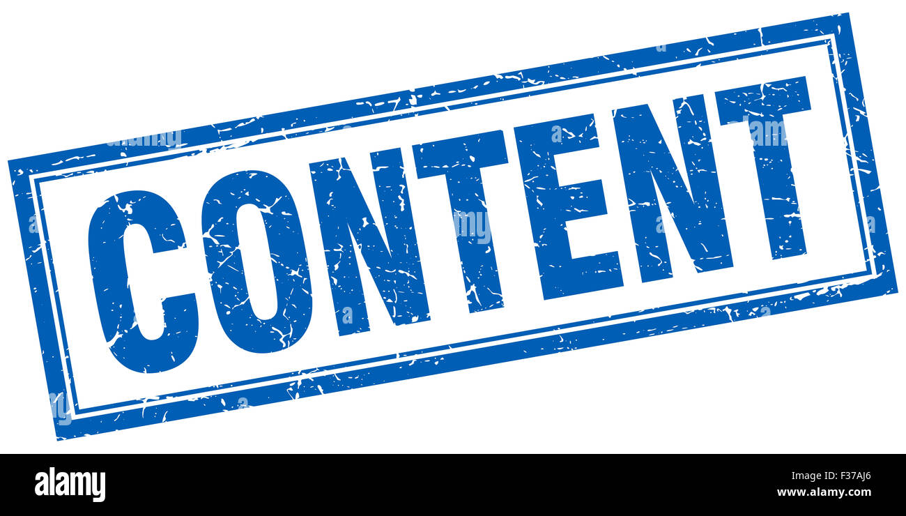 content blue square grunge stamp on white Stock Photo - Alamy