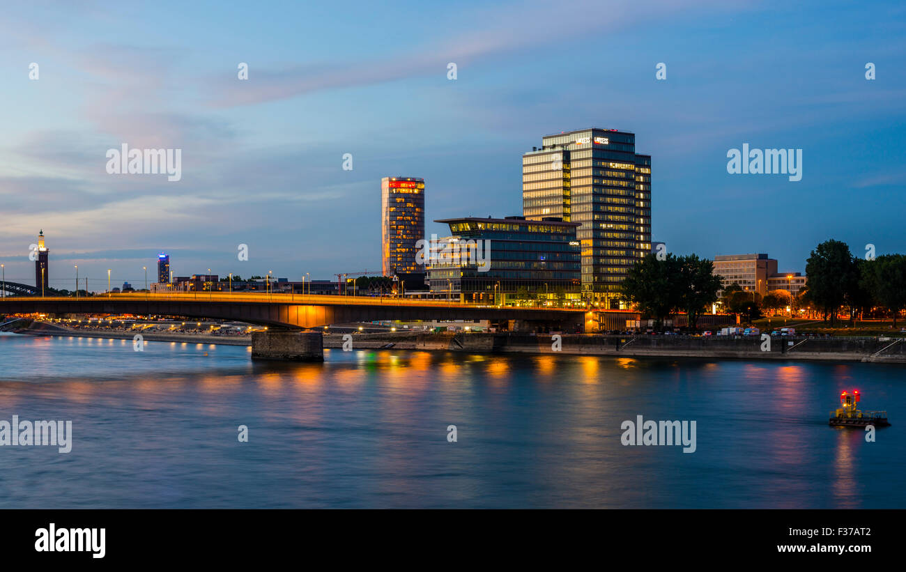 Deutz bridge, LVR Tower, Triangle high-rise, Lanxess Tower, Cologne ...