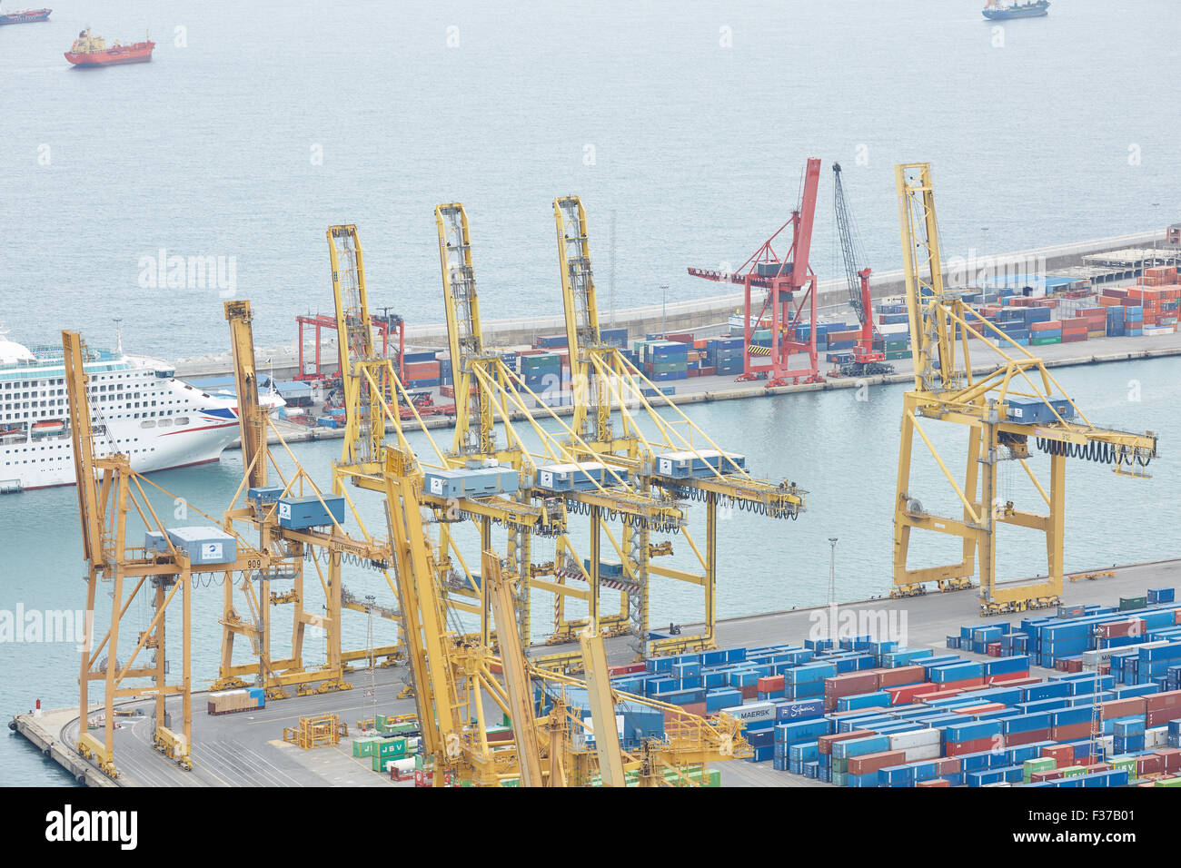 view of the cargo sea port in Barcelona Stock Photo - Alamy