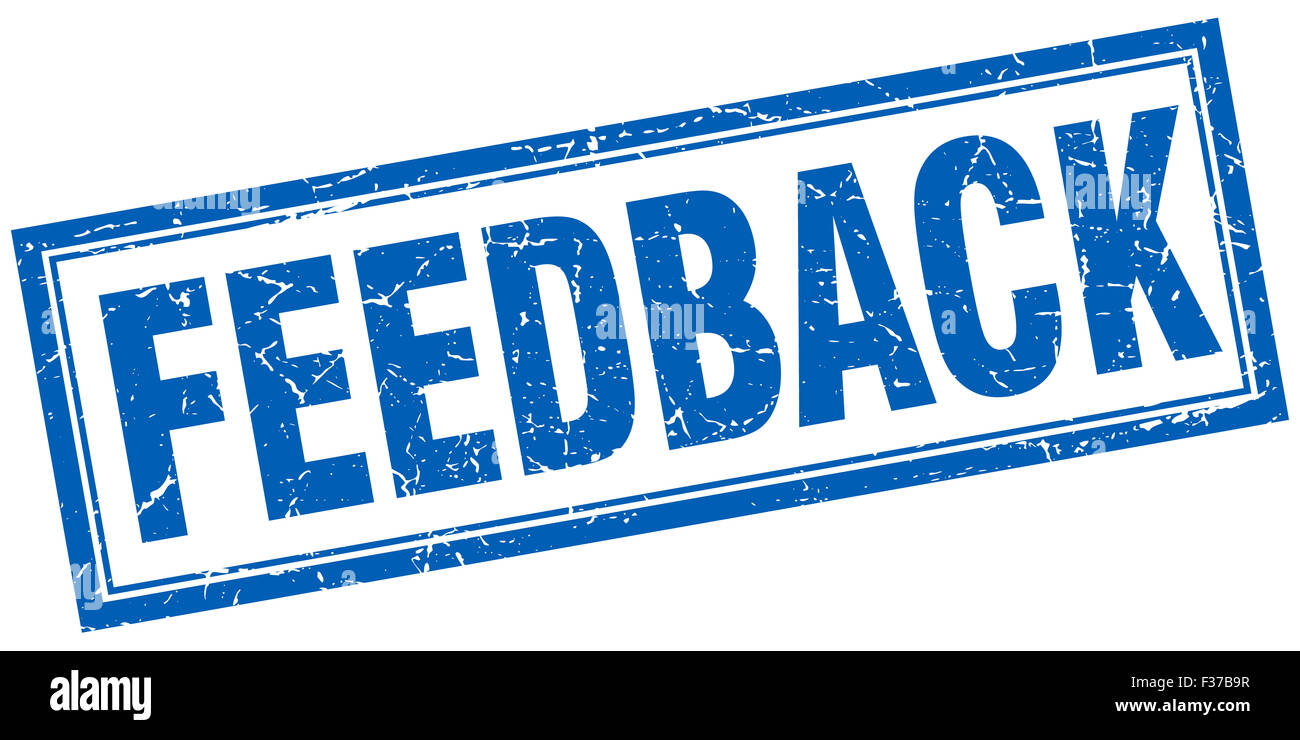 feedback blue square grunge stamp on white Stock Photo - Alamy