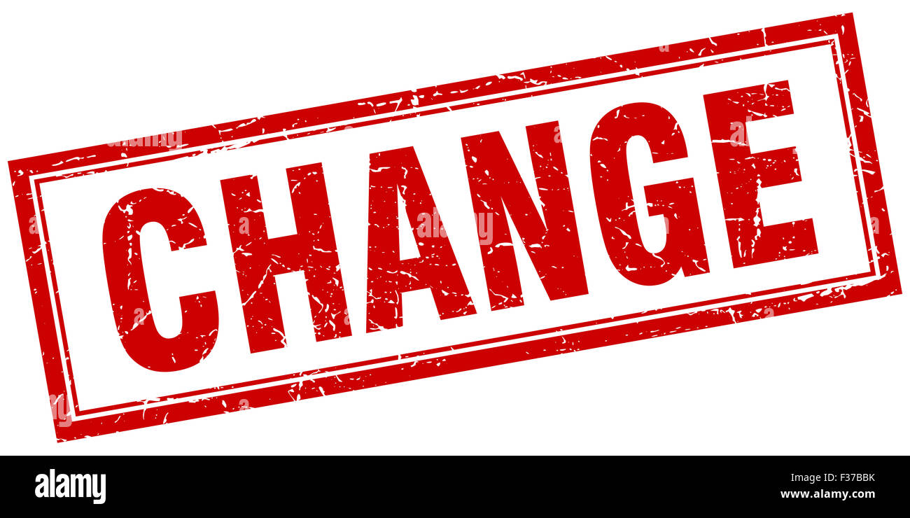 change red square grunge stamp on white Stock Photo - Alamy