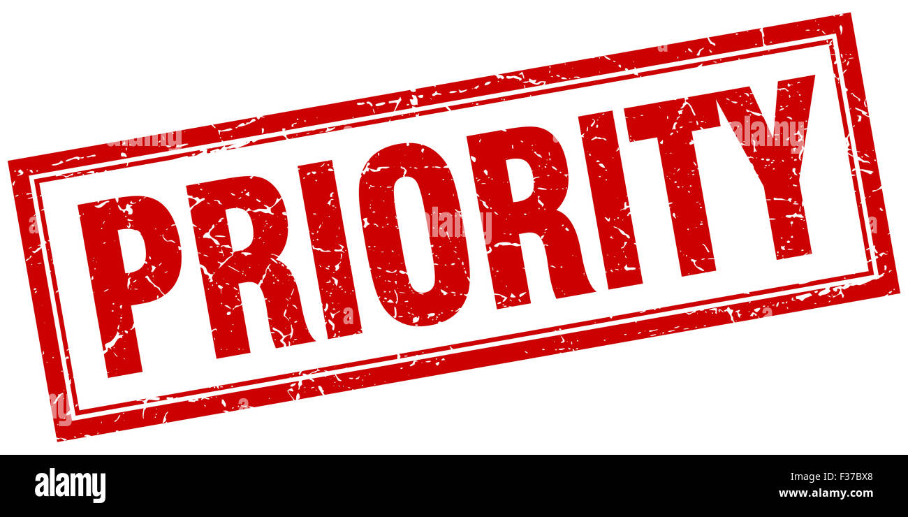 priority red square grunge stamp on white Stock Photo - Alamy