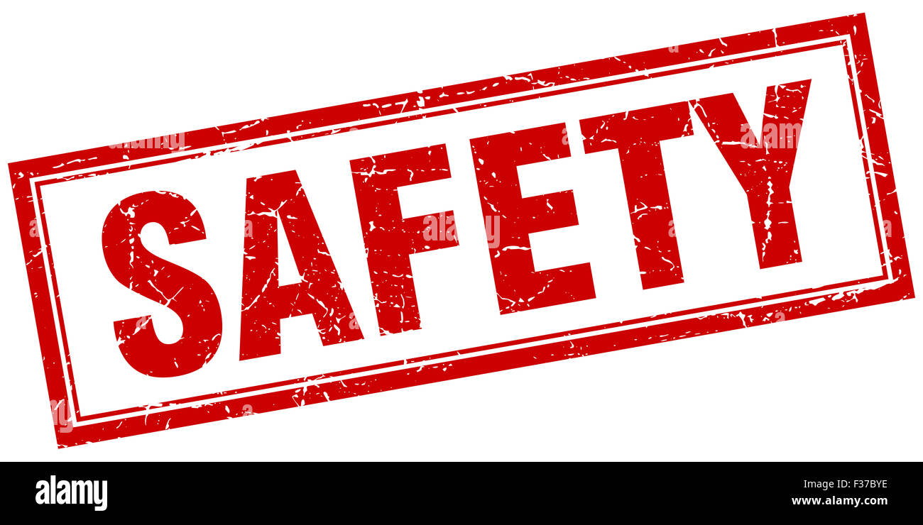 safety red square grunge stamp on white Stock Photo - Alamy