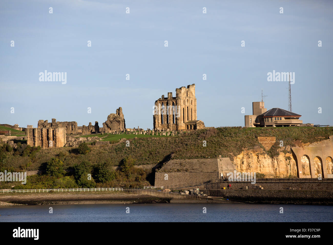 Tynemouth Priory in North Shields as seen from a DFDS ship returning ...