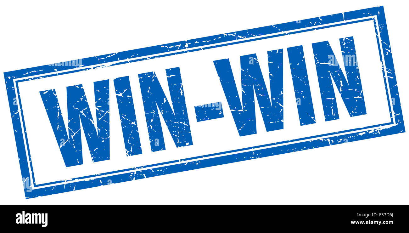 win-win blue square grunge stamp on white Stock Photo - Alamy