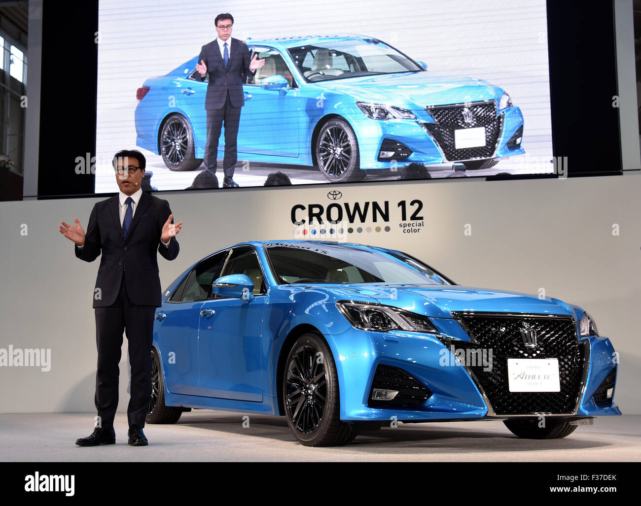 Tokyo, Japan. 1st Oct, 2015. Chief Engineer Akira Akiyama of Toyota ...