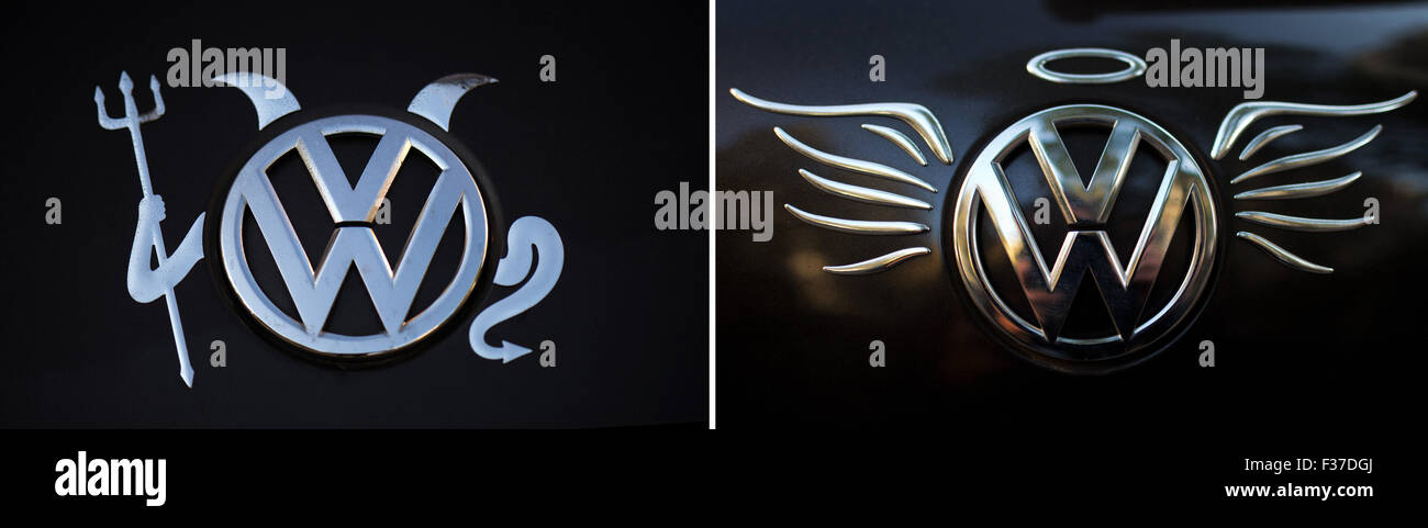 COMBO - A composite picture of two unconventional Volkswagen emblems ...