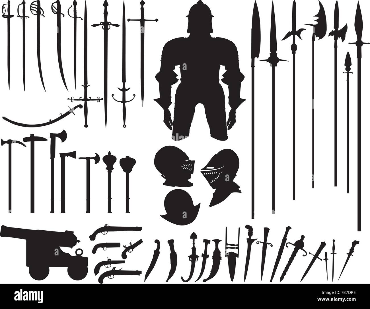 Collection medieval weapons equipment Stock Vector Images - Alamy