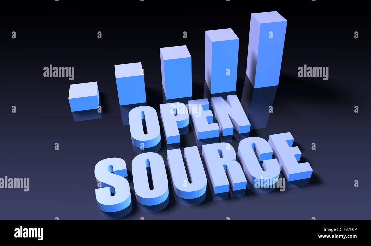 Open source graph chart in 3d on blue and black Stock Photo - Alamy