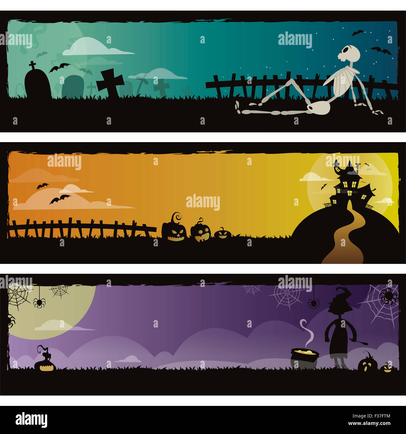 Set of 3 Halloween banners in editable vector file Stock Photo - Alamy