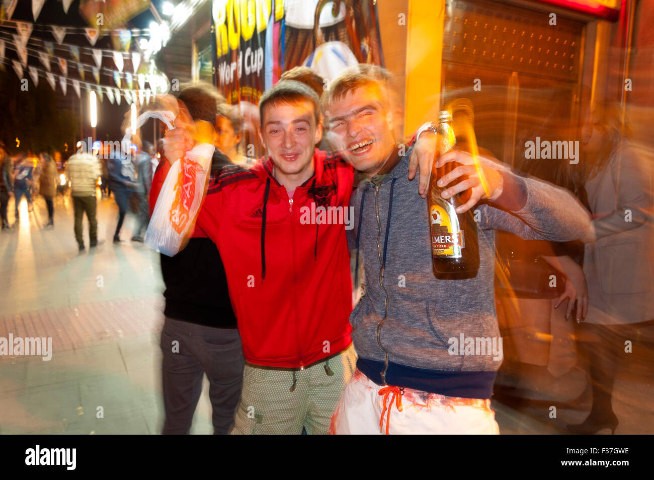 Young men under the influence of alcohol in Dublin, Ireland Stock Photo ...