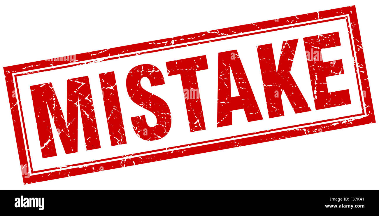 mistake red square grunge stamp on white Stock Photo - Alamy