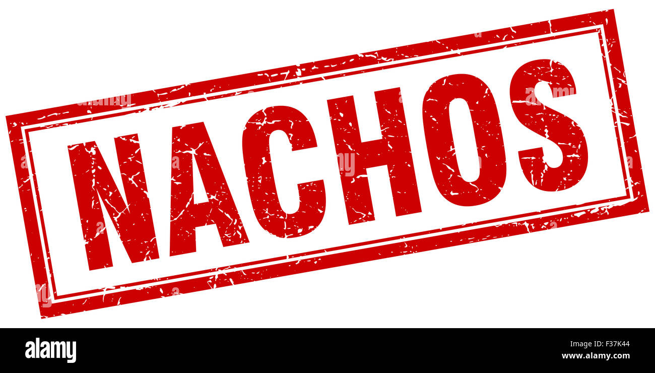 nachos red square grunge stamp on white Stock Photo - Alamy