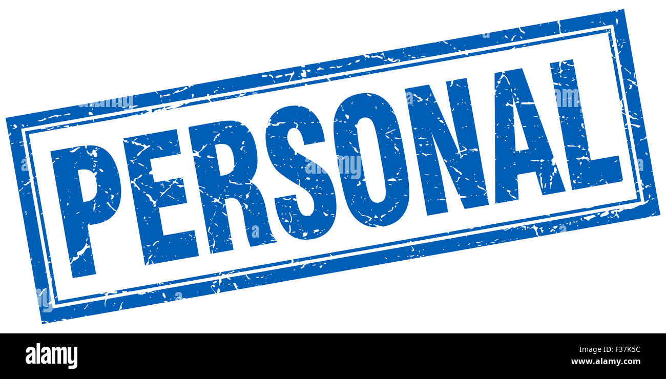 personal blue square grunge stamp on white Stock Photo - Alamy