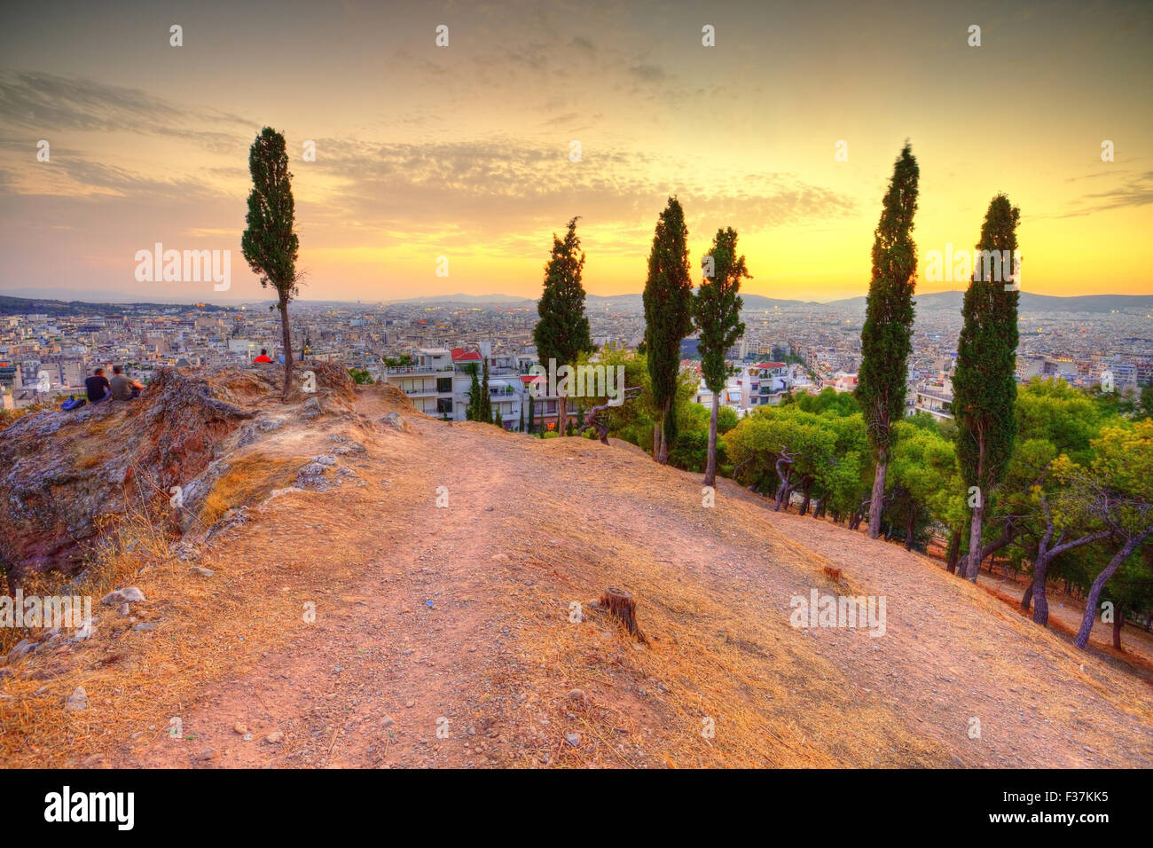 View of Athens from Strefi Hill on a summer evening Stock Photo - Alamy