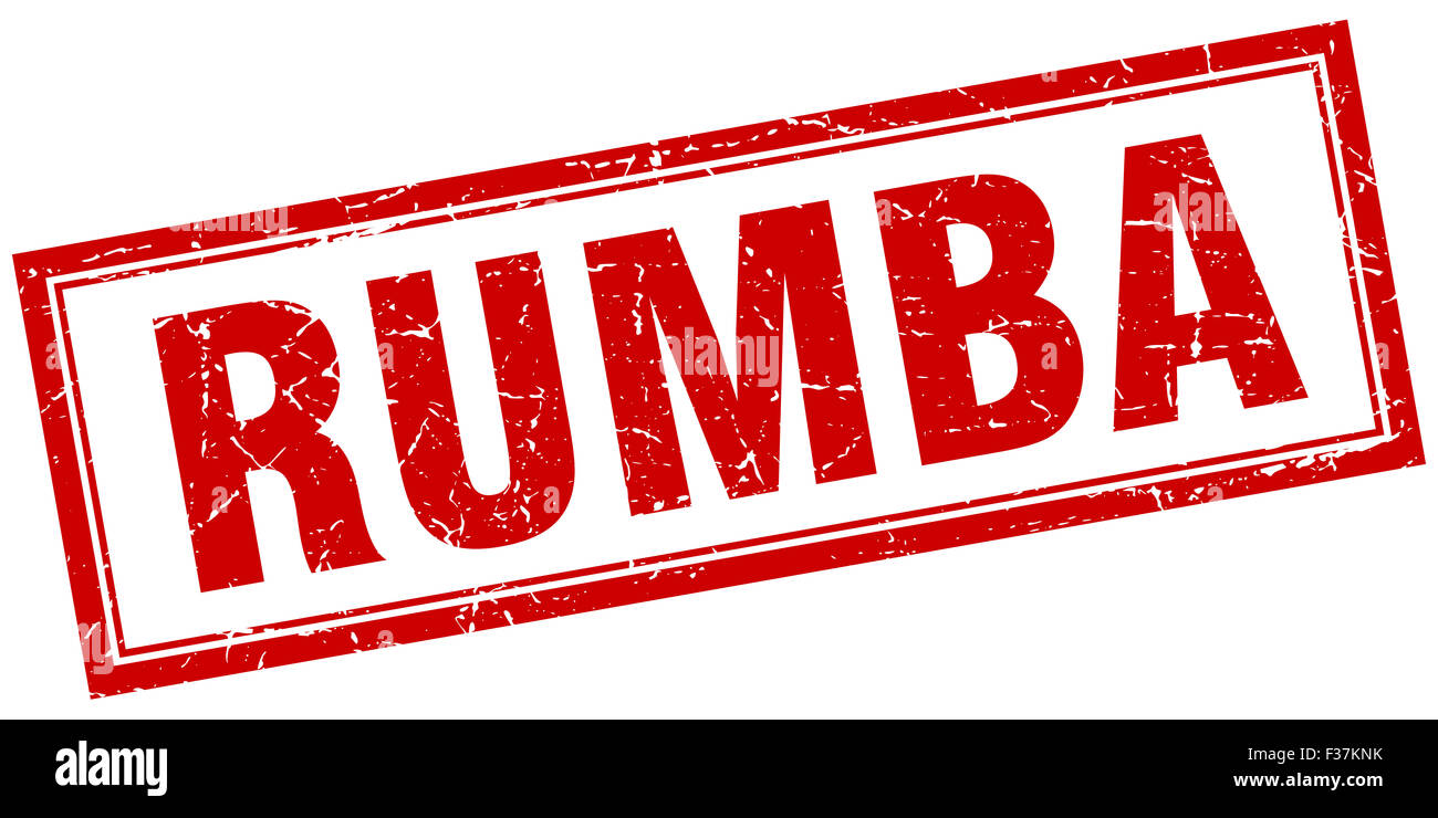 rumba red square grunge stamp on white Stock Photo - Alamy